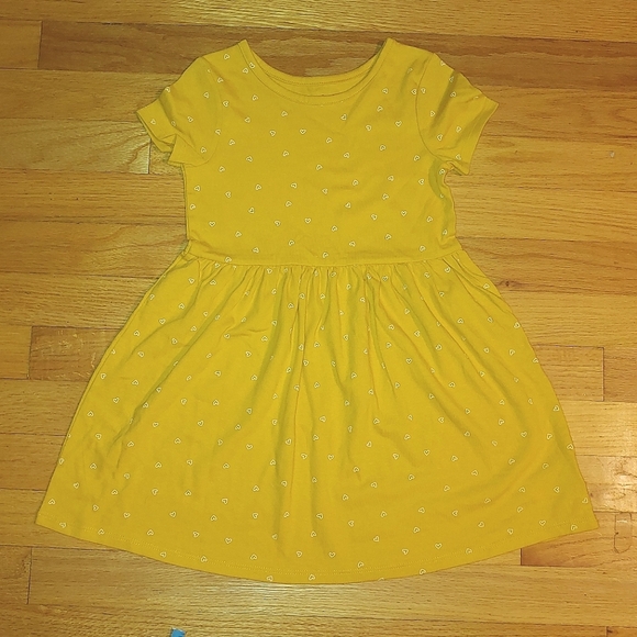 Cat & Jack | Dresses | Mustard Yellow Mini White Hearts Short Sleeved ...